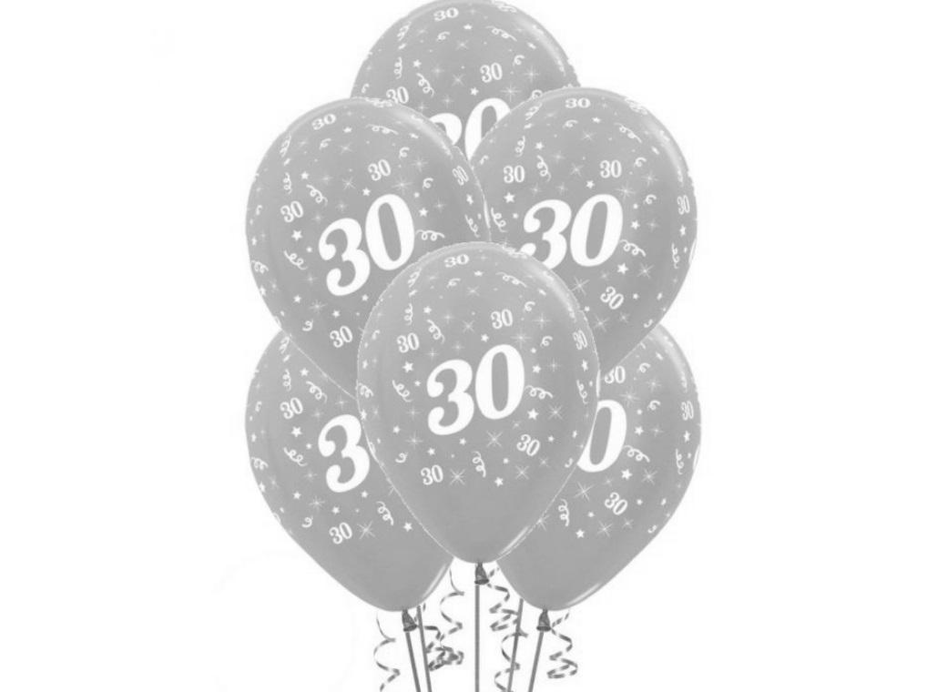 30th Birthday Balloons - Silver 5pk – Sweet Pea Parties