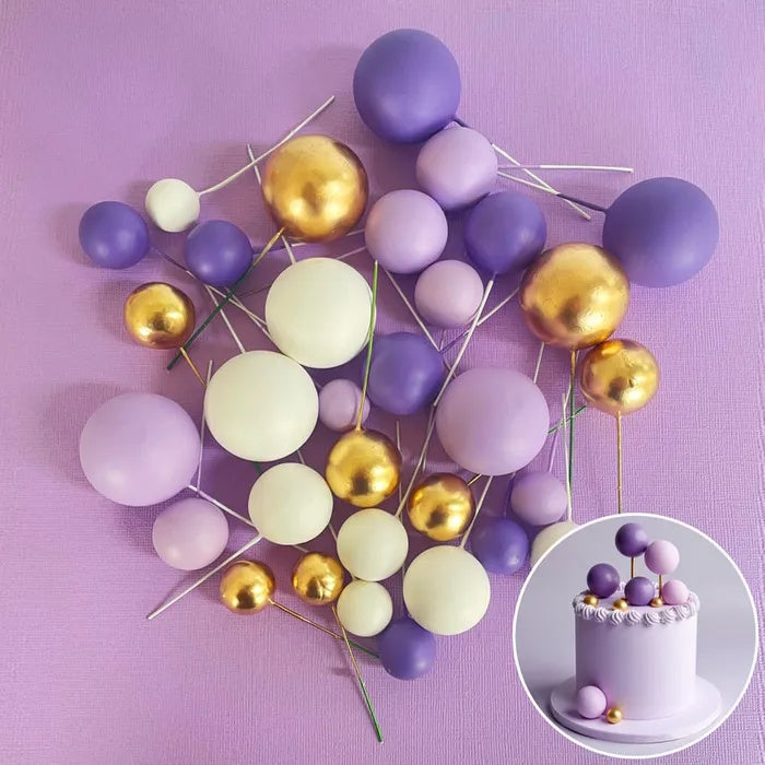 Deco Foam Ball Toppers 32pk - Purple, White & Gold – Sweet Pea Parties