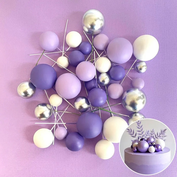Deco Foam Ball Toppers 32pk - Purple, White & Silver – Sweet Pea Parties