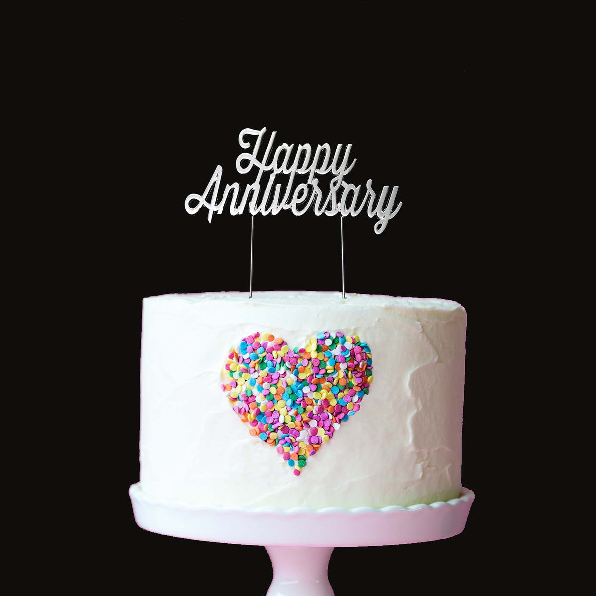 Silver Plated Cake Topper - Happy Anniversary – Sweet Pea Parties