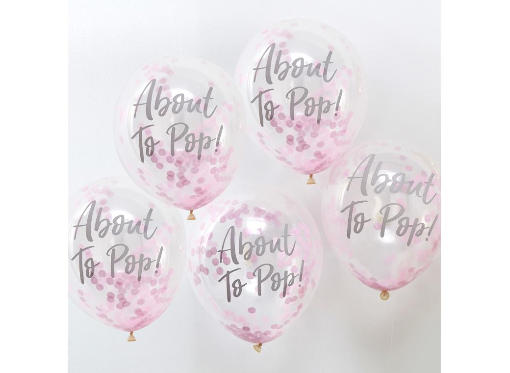 About to Pop Pink Confetti Balloons 5pk – Sweet Pea Parties