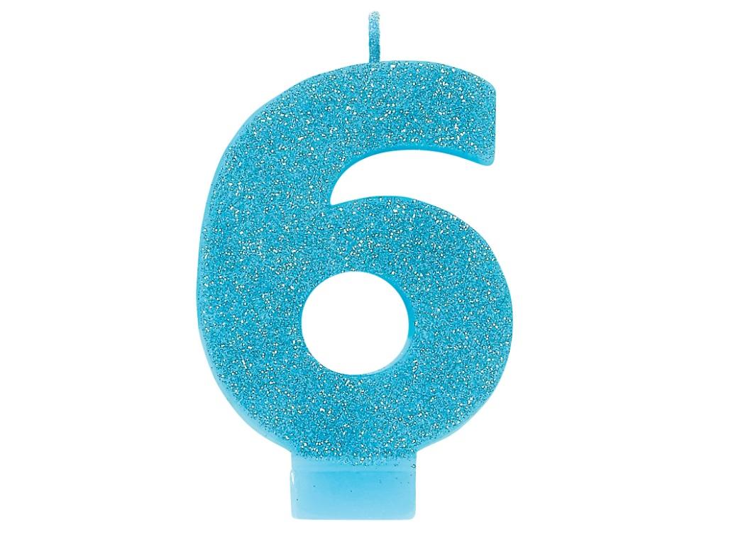Blue Glitter Candle - Number 6 – Sweet Pea Parties