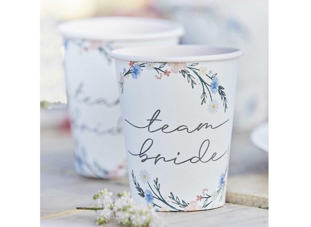 Boho Floral Team Bride Cups 8pk – Sweet Pea Parties