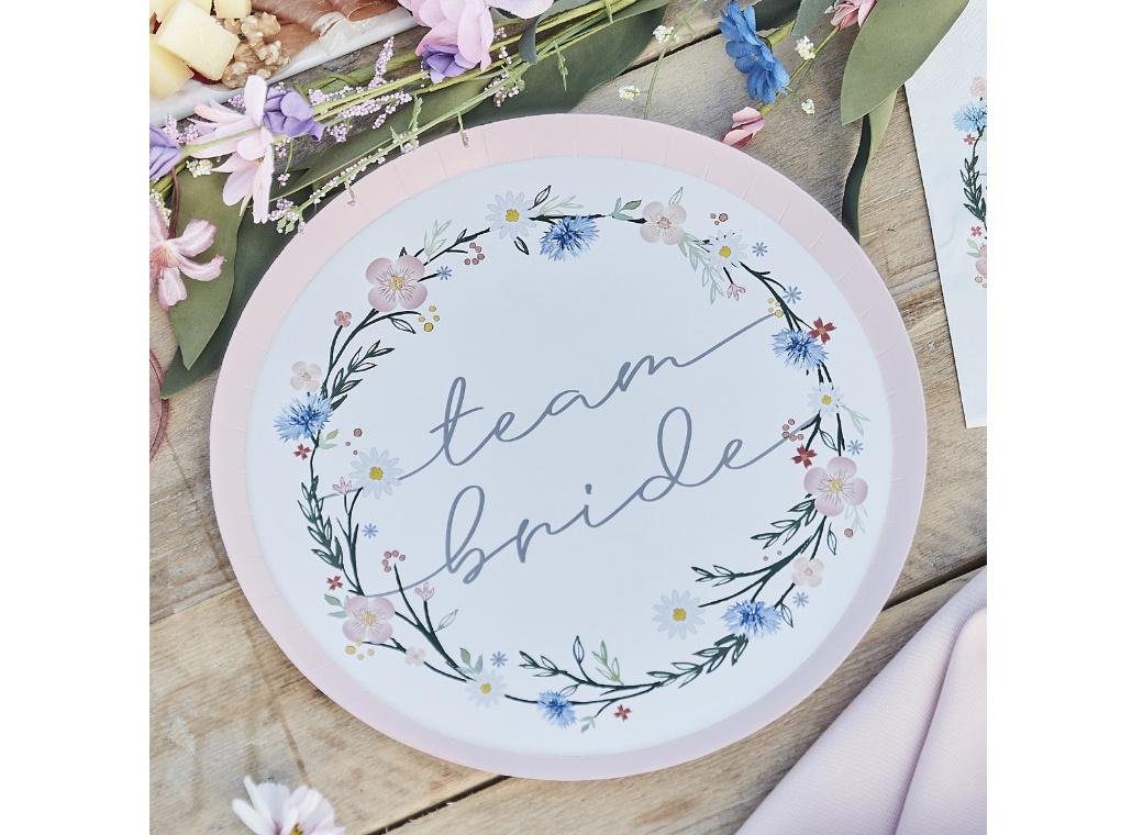 Boho Floral Team Bride Plates 8pk – Sweet Pea Parties