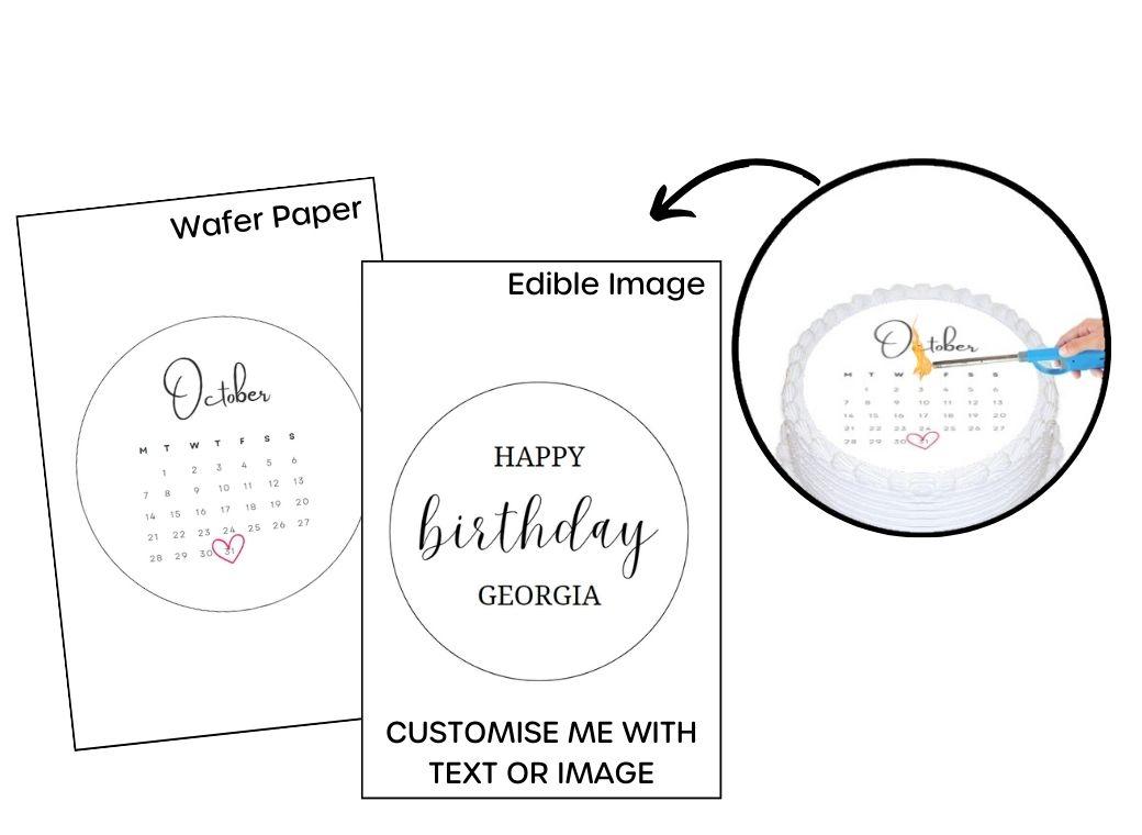 Custom Calendar Burnaway Edible Image Set – Sweet Pea Parties