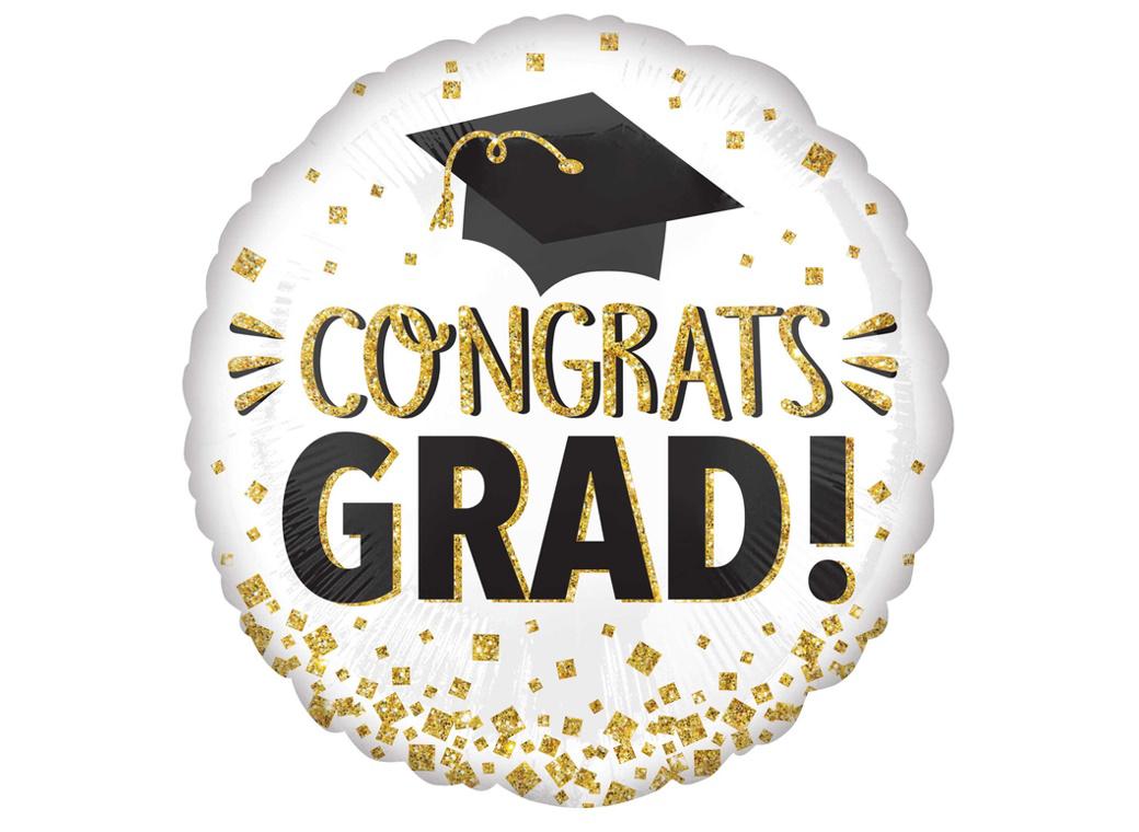 Congrats Grad Gold Glitter Foil Balloon – Sweet Pea Parties
