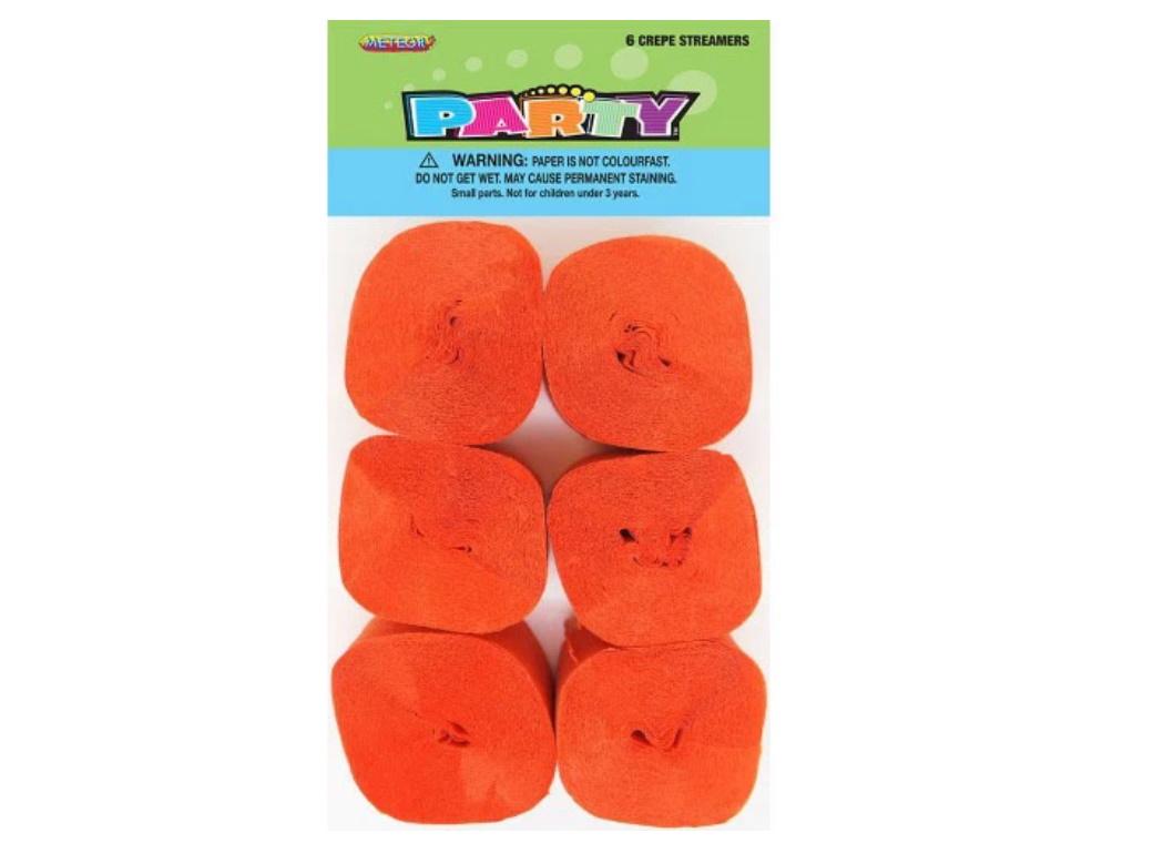 Crepe Paper Streamers 6pk - Orange – Sweet Pea Parties
