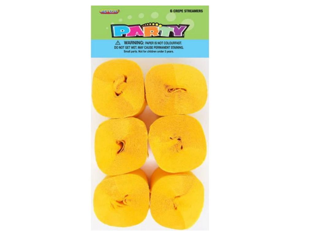 Crepe Paper Streamers 6pk - Yellow – Sweet Pea Parties