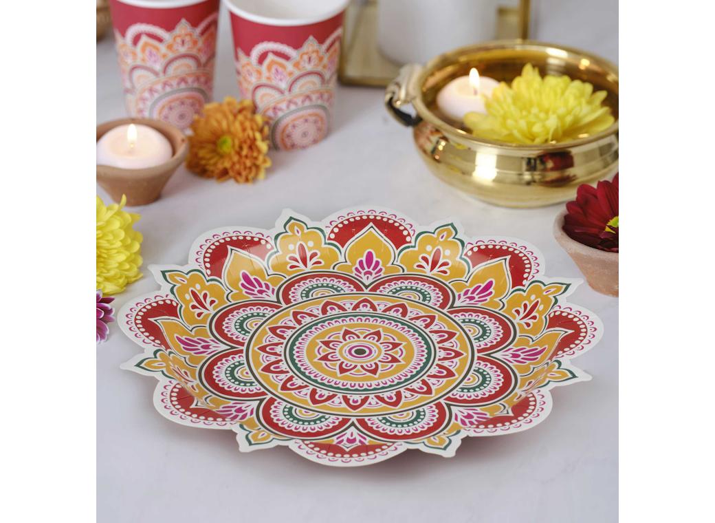Diwali Rangoli Shaped Plates 8pk – Sweet Pea Parties
