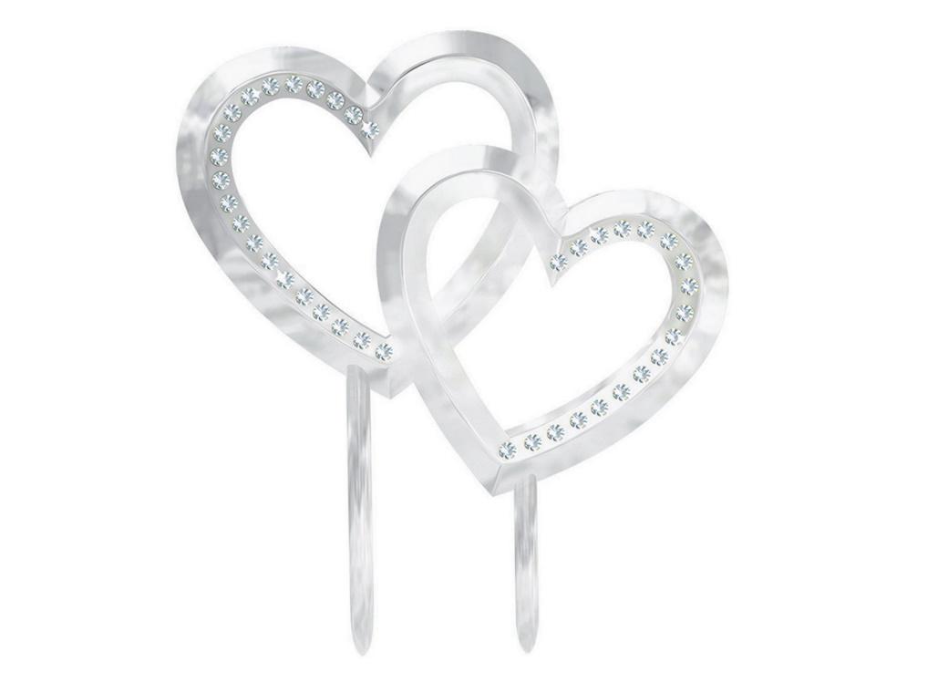 Double Hearts Cake Topper with Gems – Sweet Pea Parties