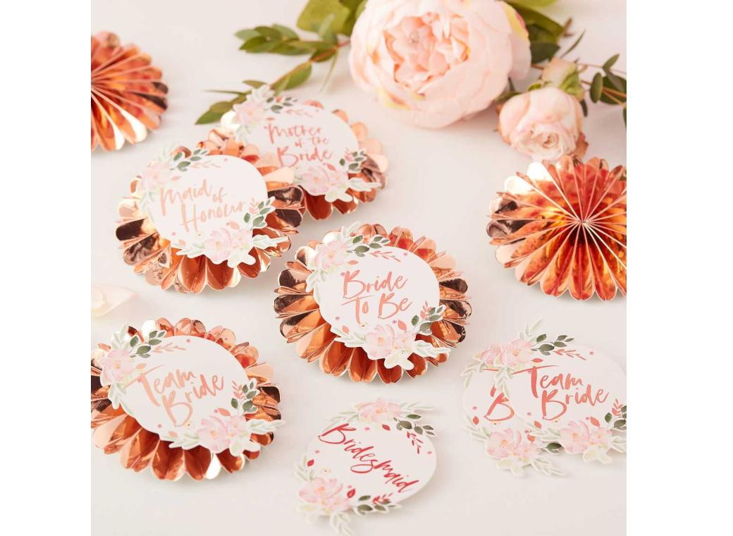 Floral Hen Party Team Bride Badges 6pk – Sweet Pea Parties