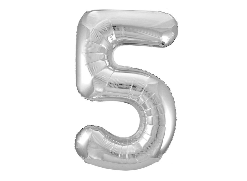 Giant Silver Number Foil Balloon - 5 – Sweet Pea Parties