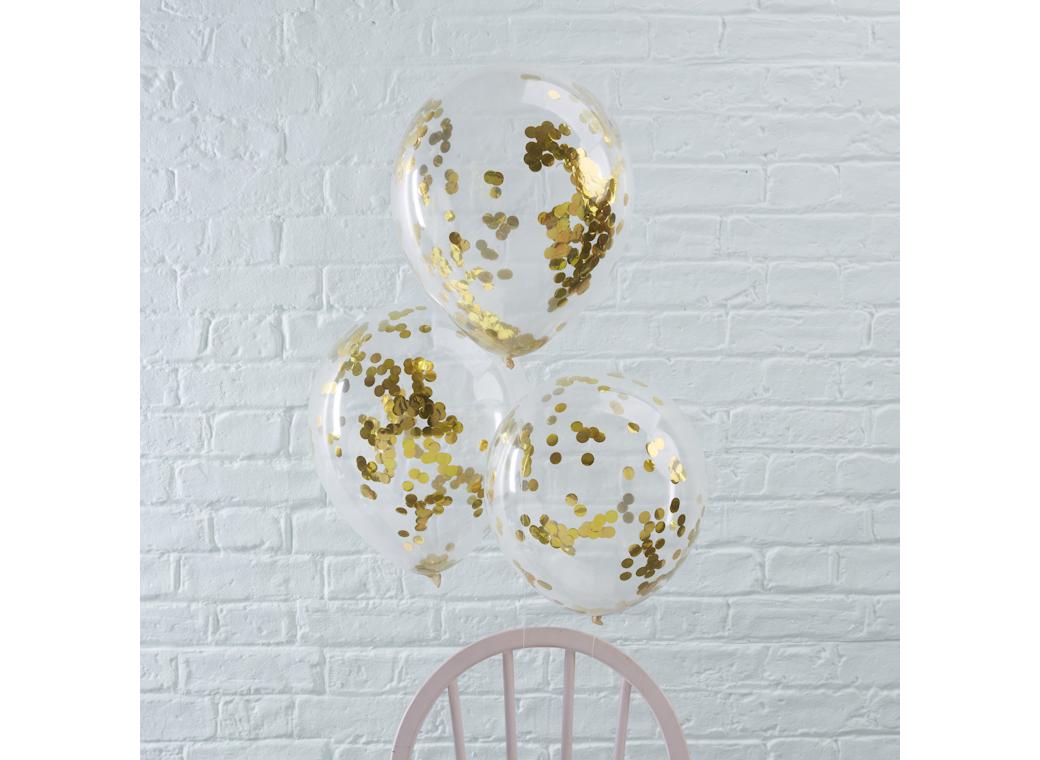 Ginger Ray Gold Confetti Balloons 5pk – Sweet Pea Parties