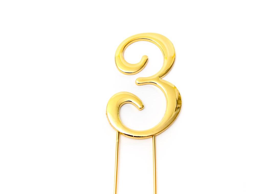 Gold Cake Topper - Number 3 – Sweet Pea Parties
