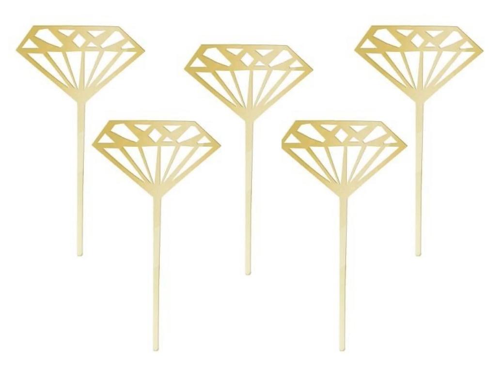 Gold Diamond Cupcake Toppers 5pk – Sweet Pea Parties