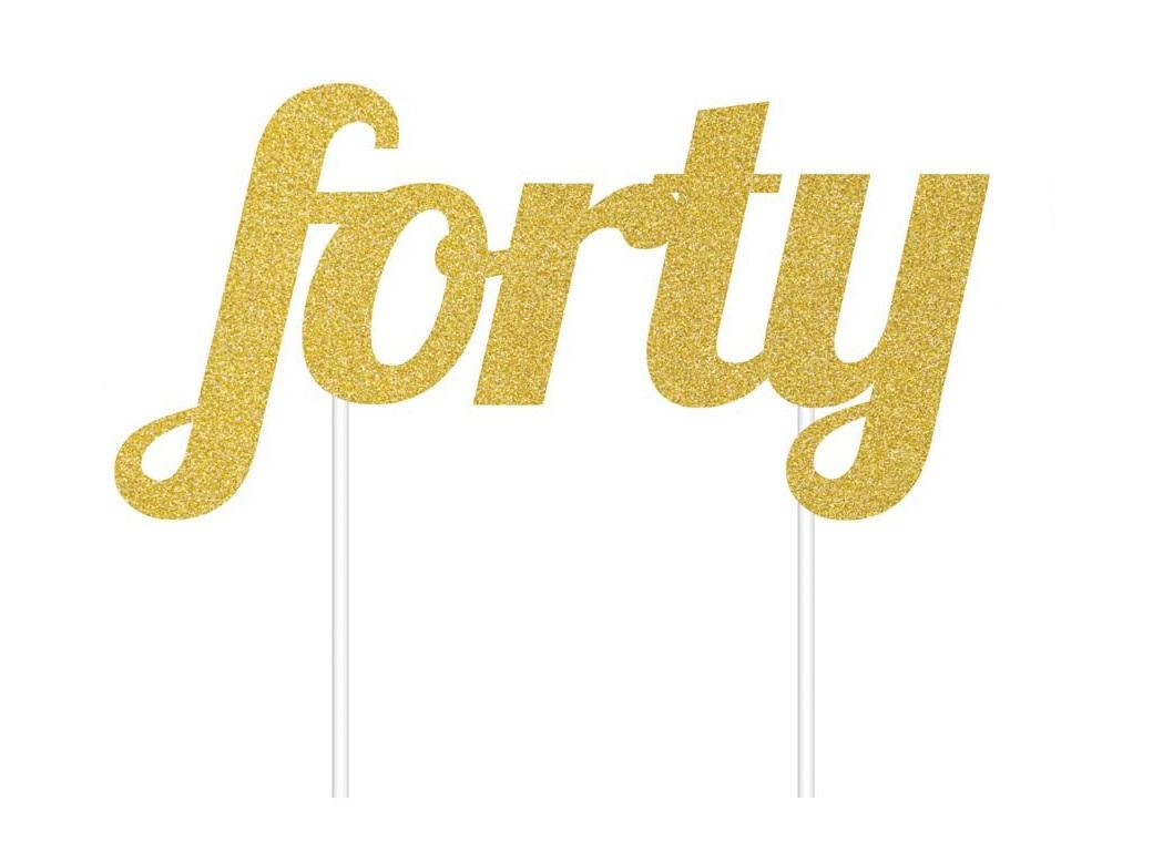 Gold Glitter Cake Topper - Forty – Sweet Pea Parties