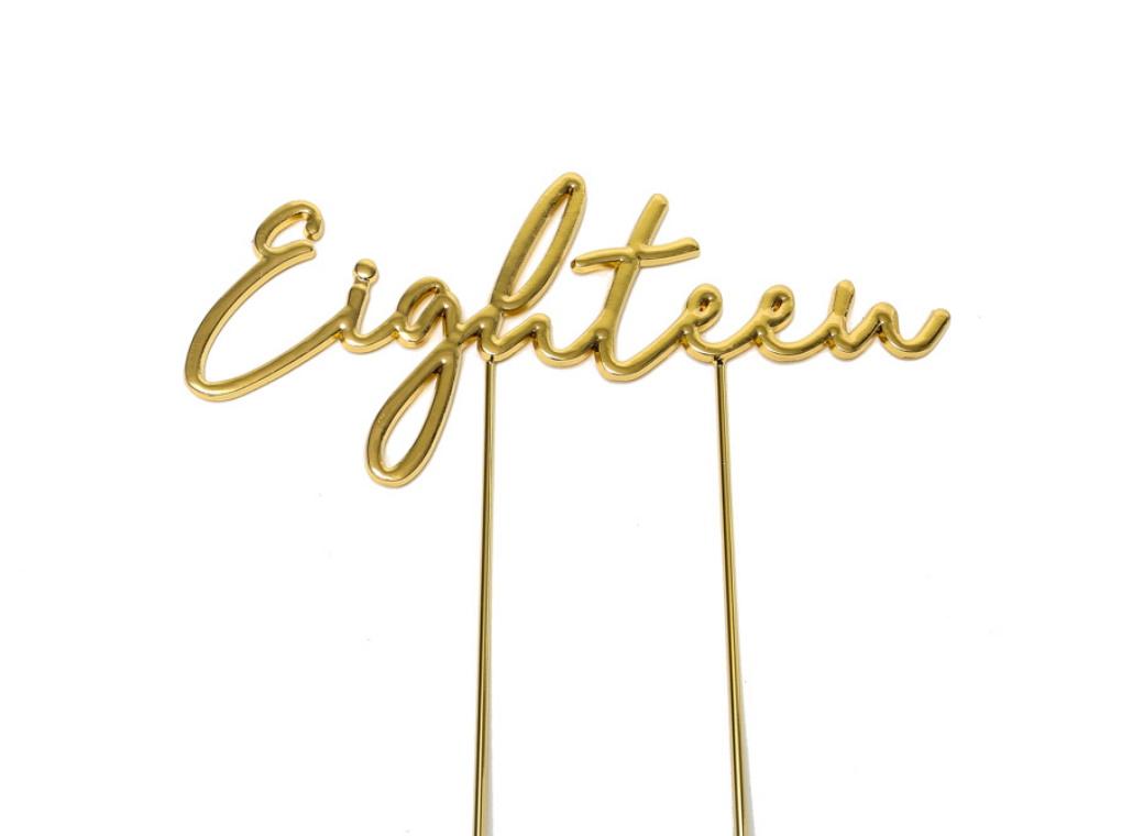 Gold Plated Cake Topper - Eighteen – Sweet Pea Parties