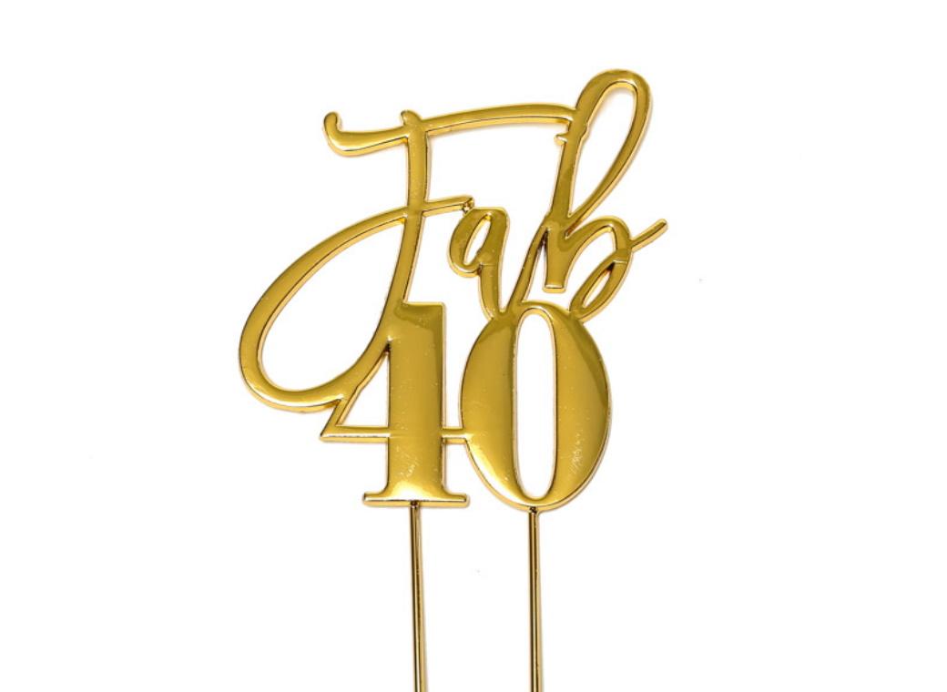Gold Plated Cake Topper - Fab 40 – Sweet Pea Parties