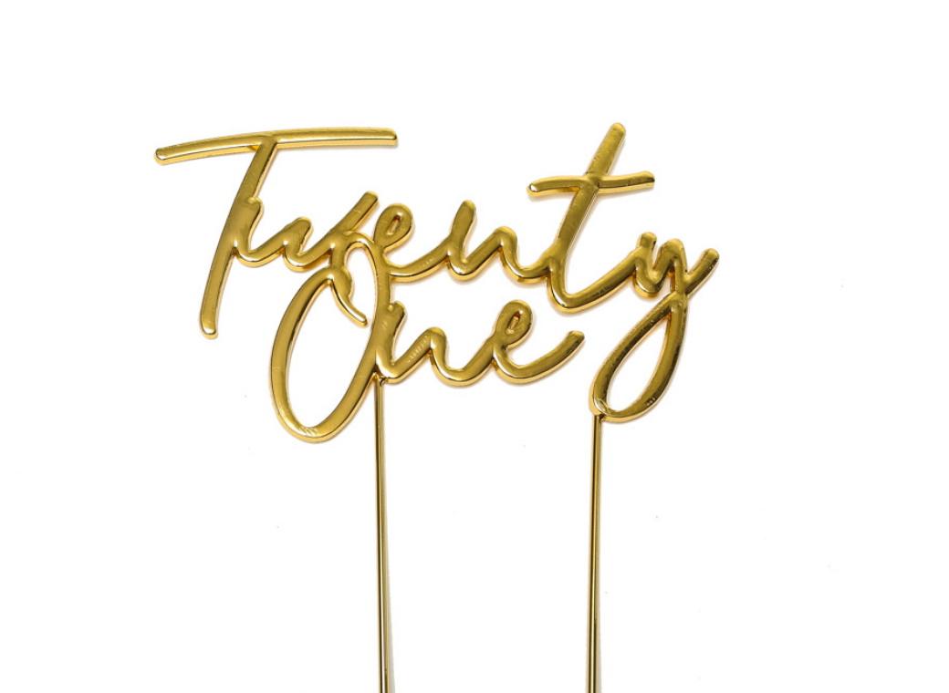 Gold Plated Cake Topper - Twenty One – Sweet Pea Parties