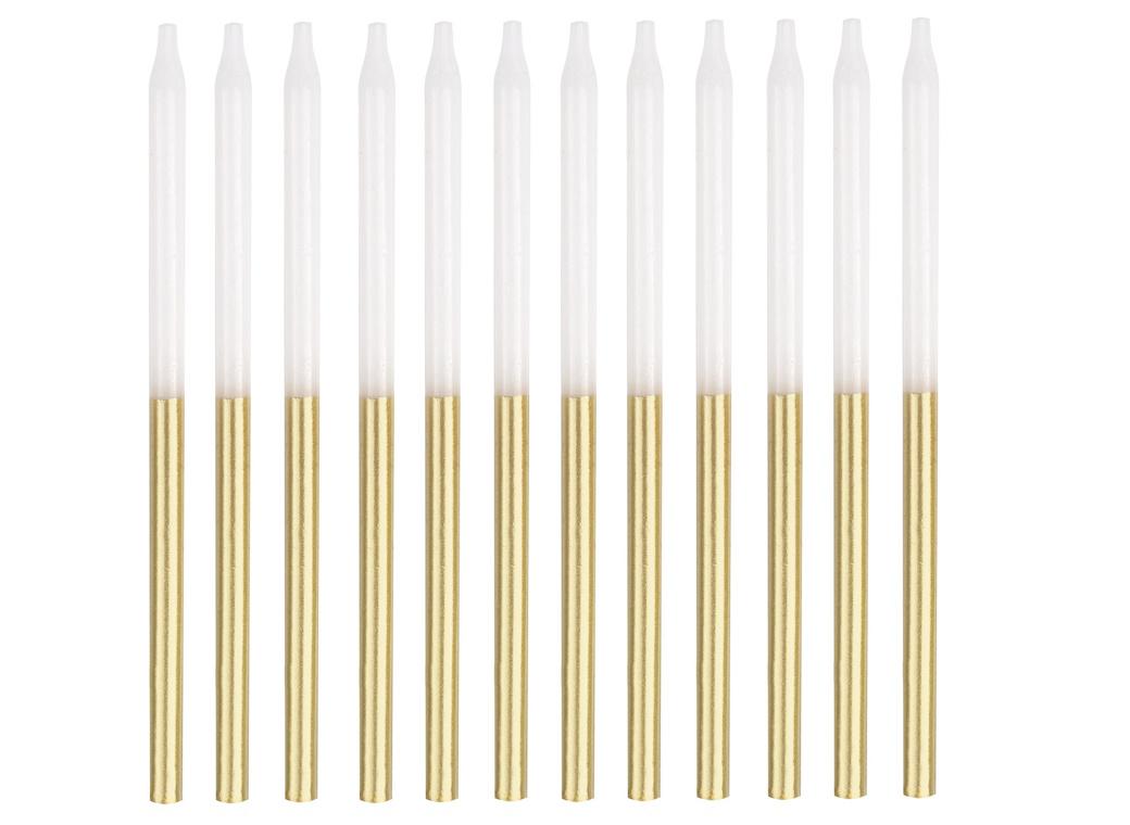 Gold & White Half Dipped Candles 12pk – Sweet Pea Parties