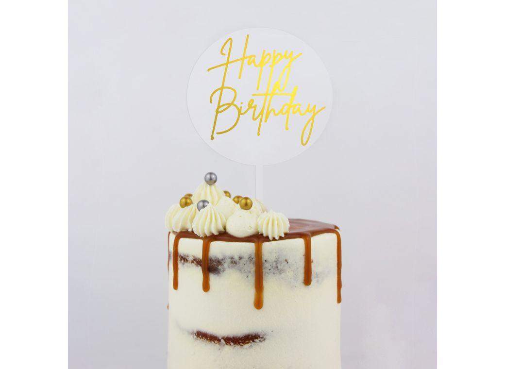 GoBake Happy Birthday Cake Topper - Round Gold – Sweet Pea Parties