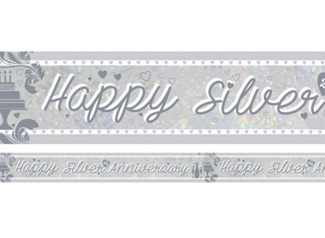 Foil Happy Silver Anniversary Banner – Sweet Pea Parties