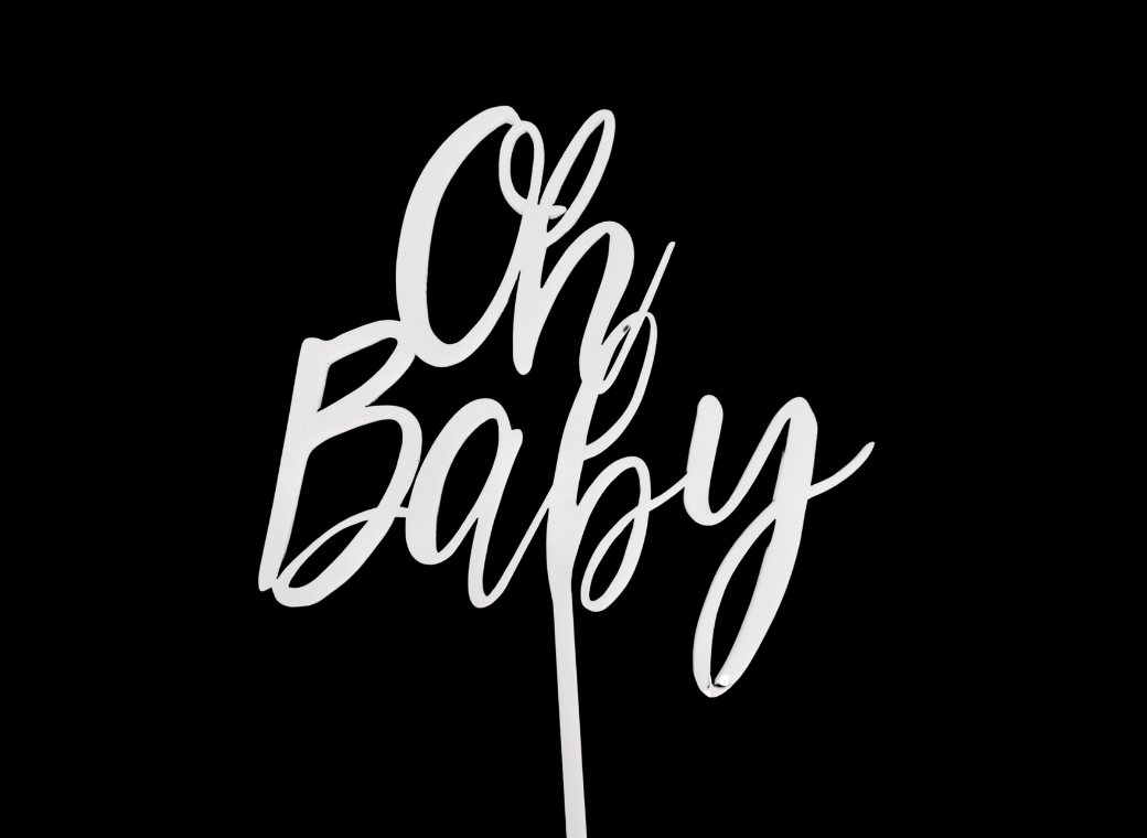 Script Oh Baby Cake Topper - White – Sweet Pea Parties