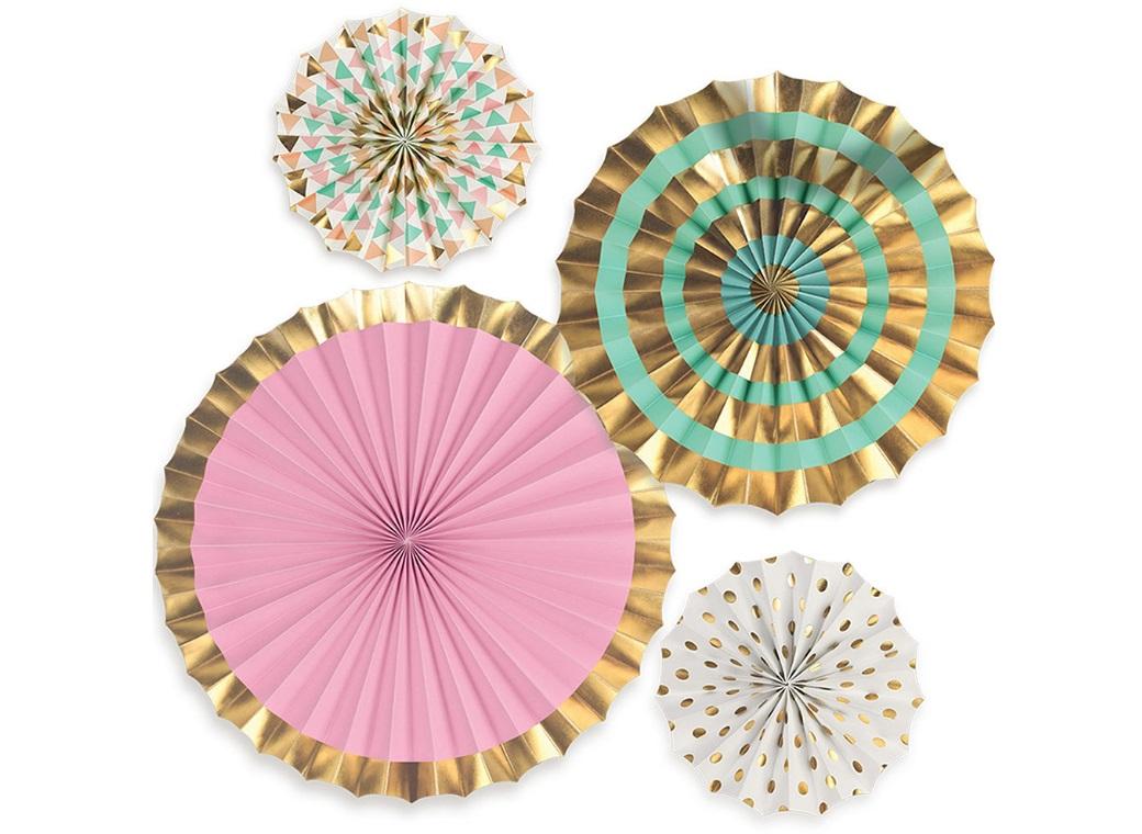 Pastel & Gold Paper Fans - Set of 4 – Sweet Pea Parties