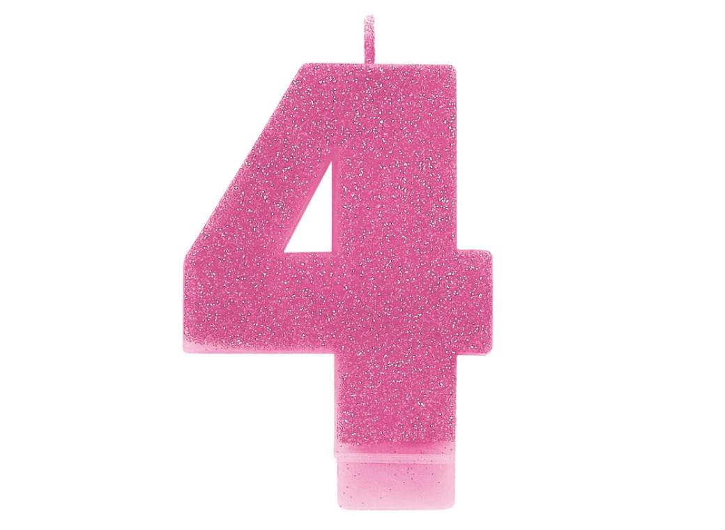 Pink Glitter Candle - Number 4 – Sweet Pea Parties