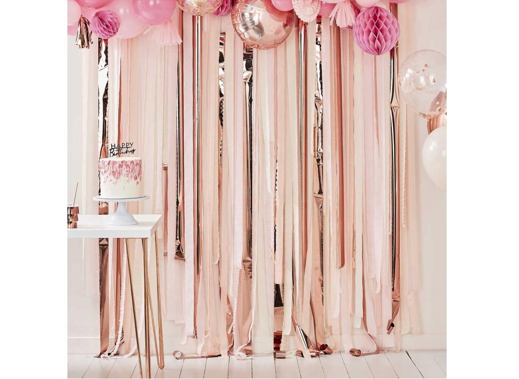 Pink & Rose Gold Streamer Backdrop – Sweet Pea Parties