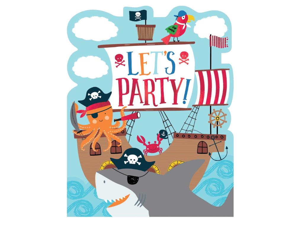 Ahoy Pirate Shark Invitations 8pk – Sweet Pea Parties