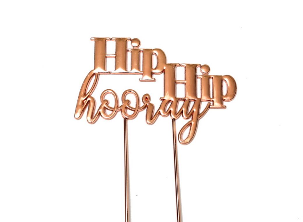 Rose Gold Plated Cake Topper - Hip Hip Hooray – Sweet Pea Parties