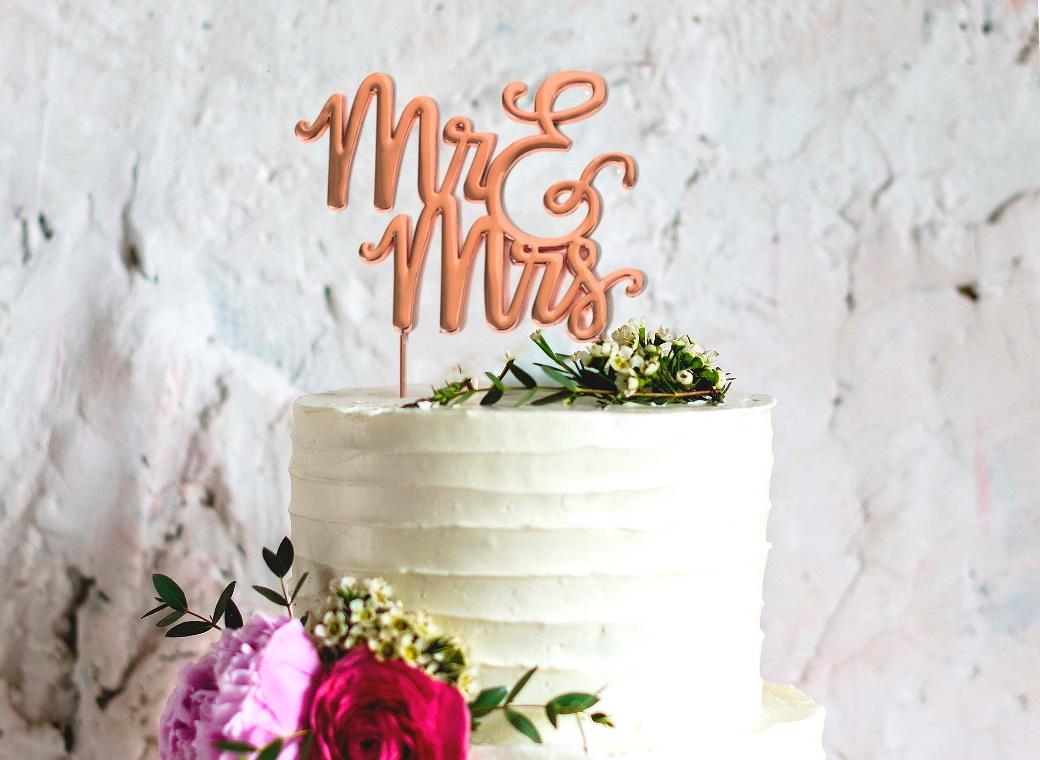 Rose Gold Plated Cake Topper - Mr & Mrs – Sweet Pea Parties