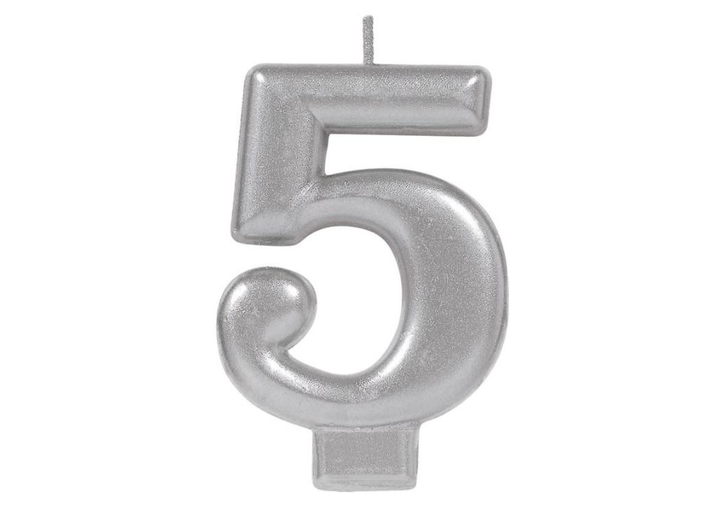 Metallic Silver Candle - Number 5 – Sweet Pea Parties