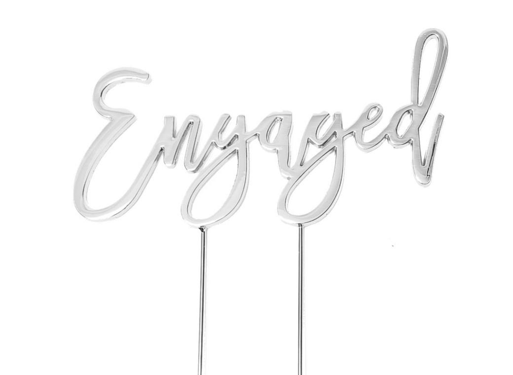 Silver Plated Cake Topper - Engaged – Sweet Pea Parties