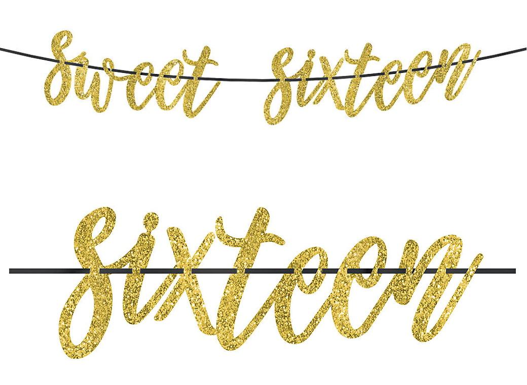 Sweet 16 Gold Glitter Banner – Sweet Pea Parties