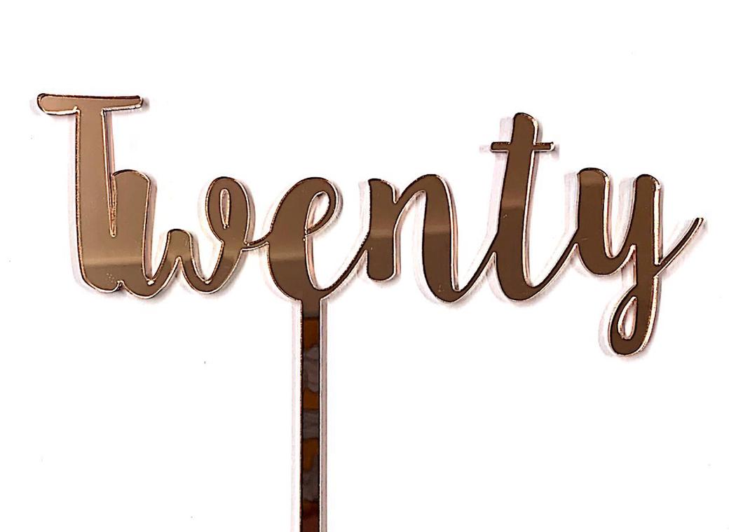 Twenty Cake Topper - Rose Gold Mirror – Sweet Pea Parties