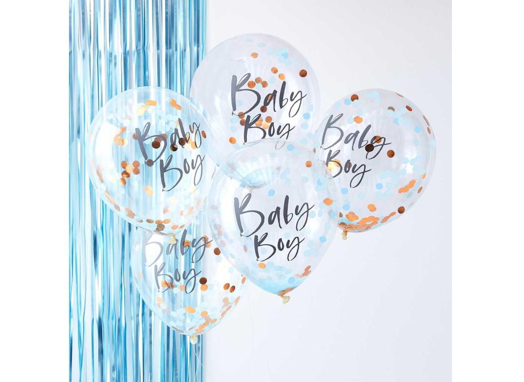 Twinkle Twinkle Baby Boy Confetti Balloons 5pk – Sweet Pea Parties
