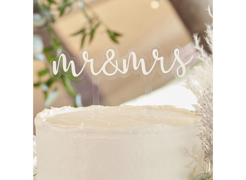 White Script Mr & Mrs Cake Topper – Sweet Pea Parties